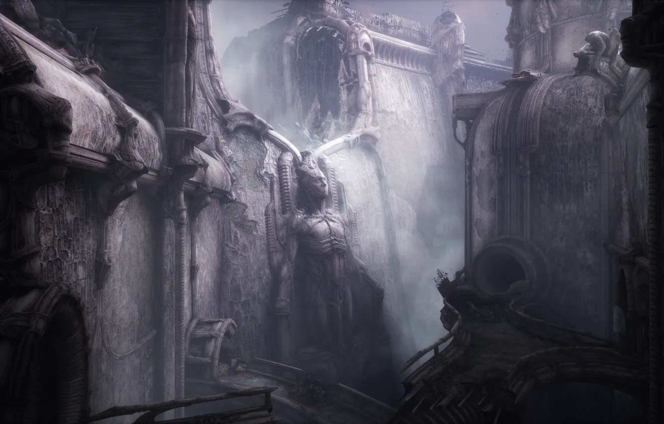 Wallpaper surrealism, blood, bones, Biomechanics, blood, architecture ...