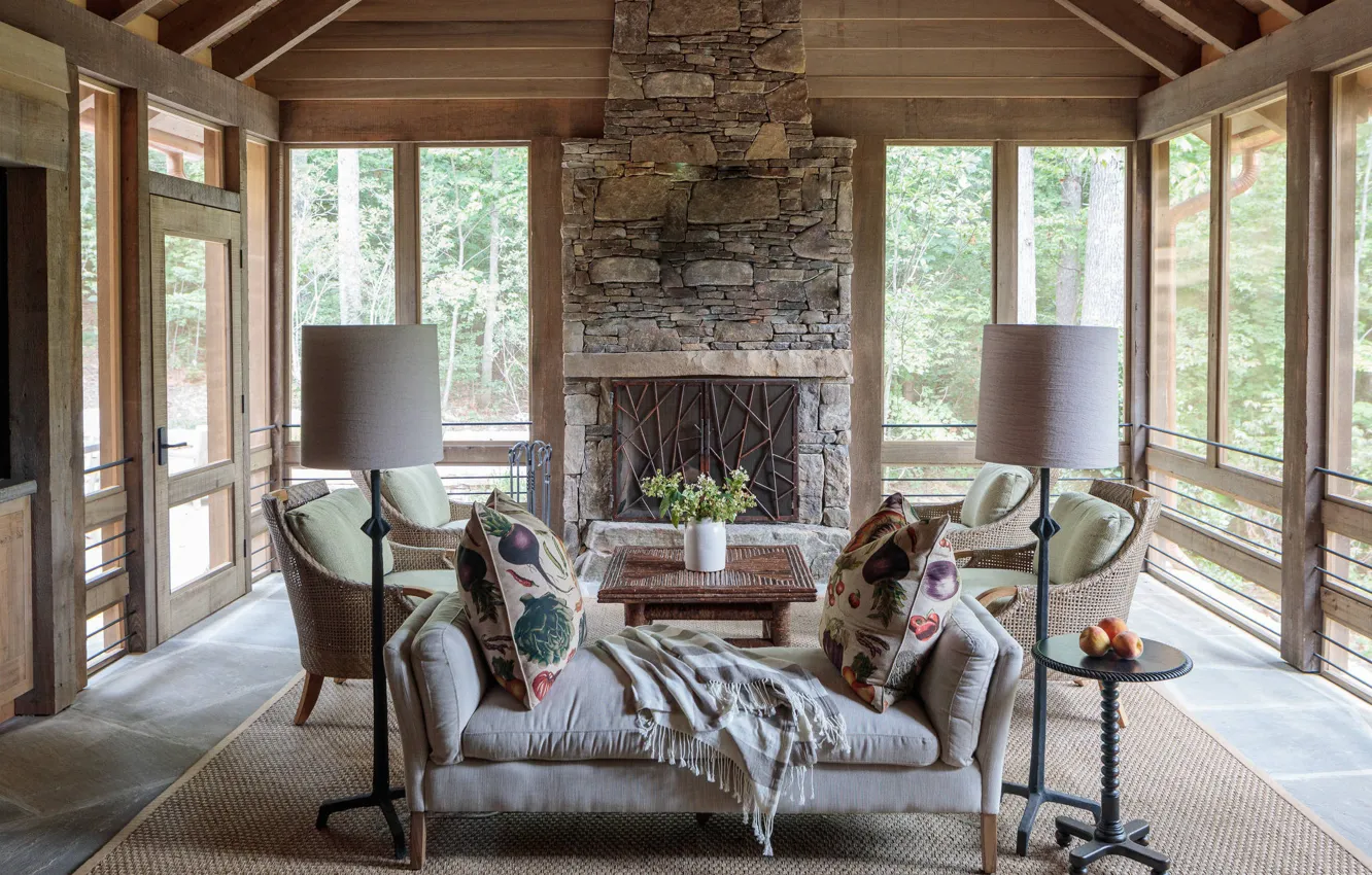 Wallpaper design, style, room, interior, fireplace, living room, by ...