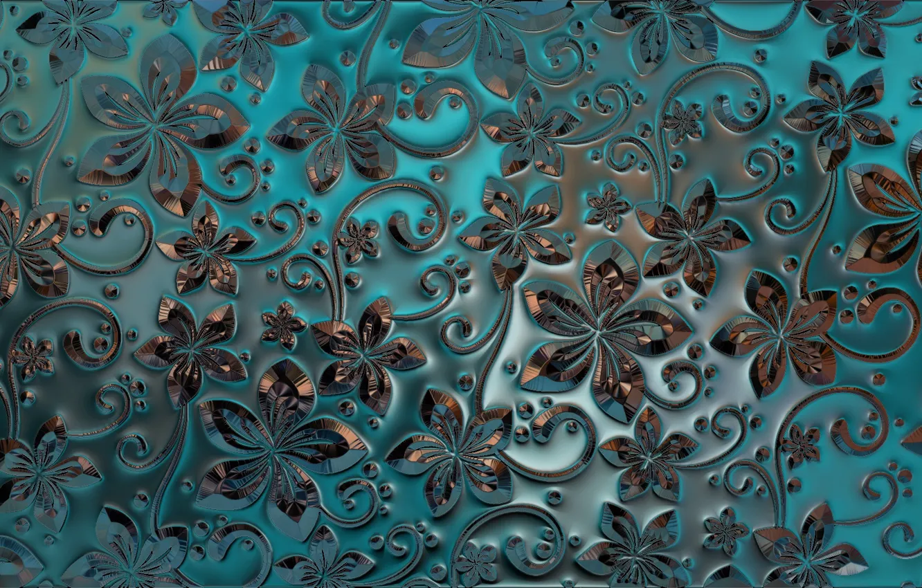 Wallpaper flowers, metal, pattern, curls, Shine, texture, ornament ...