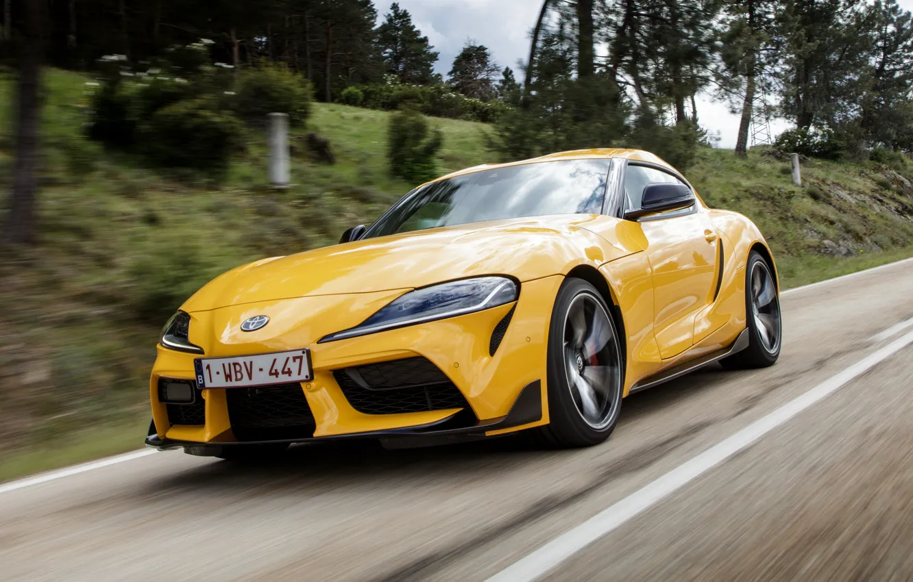 Wallpaper movement, vegetation, coupe, slope, Toyota, Supra, the fifth ...