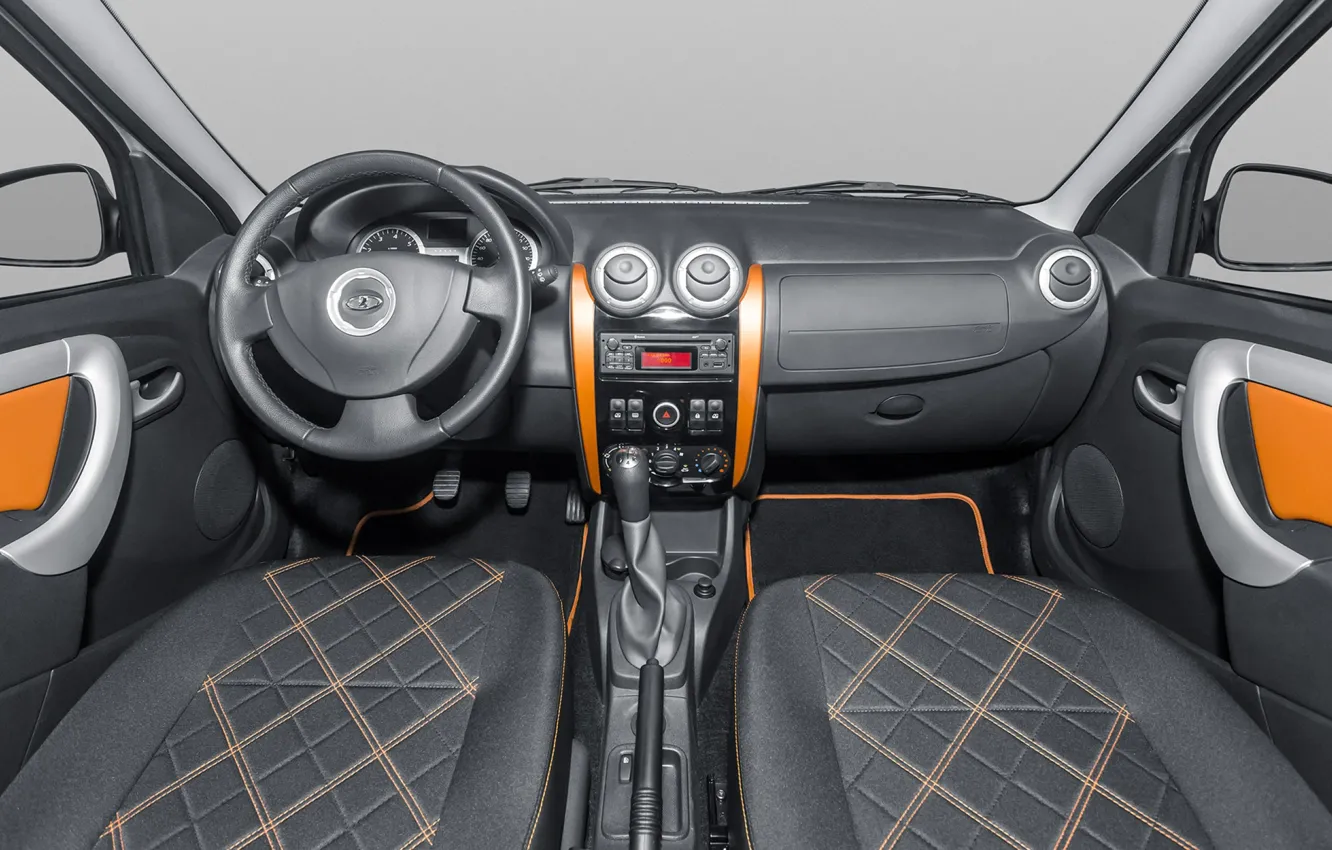 Wallpaper the wheel, salon, radio, Lada Largus, the interior space of ...