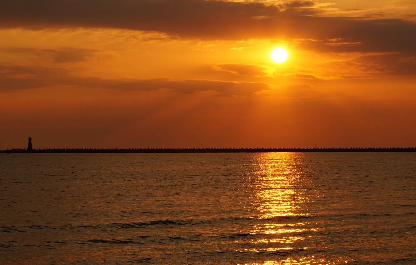 Wallpaper sky, sea, sunset for mobile and desktop, section пейзажи ...
