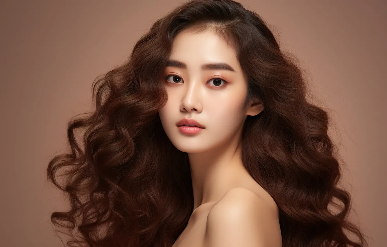 Wallpaper look, girl, pose, portrait, makeup, Asian, AI art, neural ...