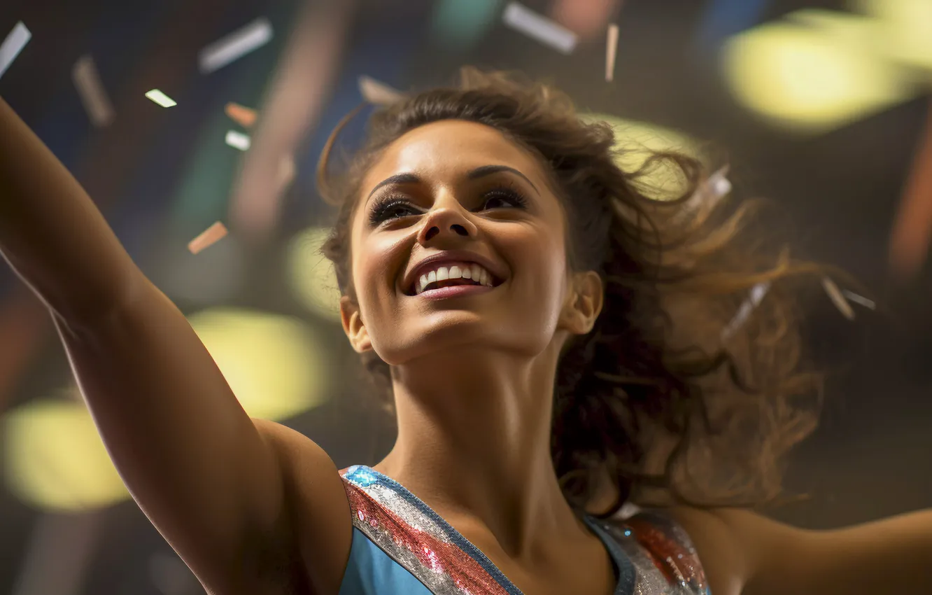 Wallpaper girl, smile, athlete, gymnast, digital art, Rhythmic ...