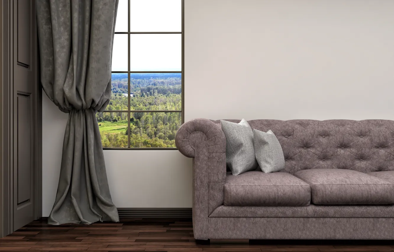 Wallpaper sofa, interior, pillow, window, blind for mobile and desktop ...