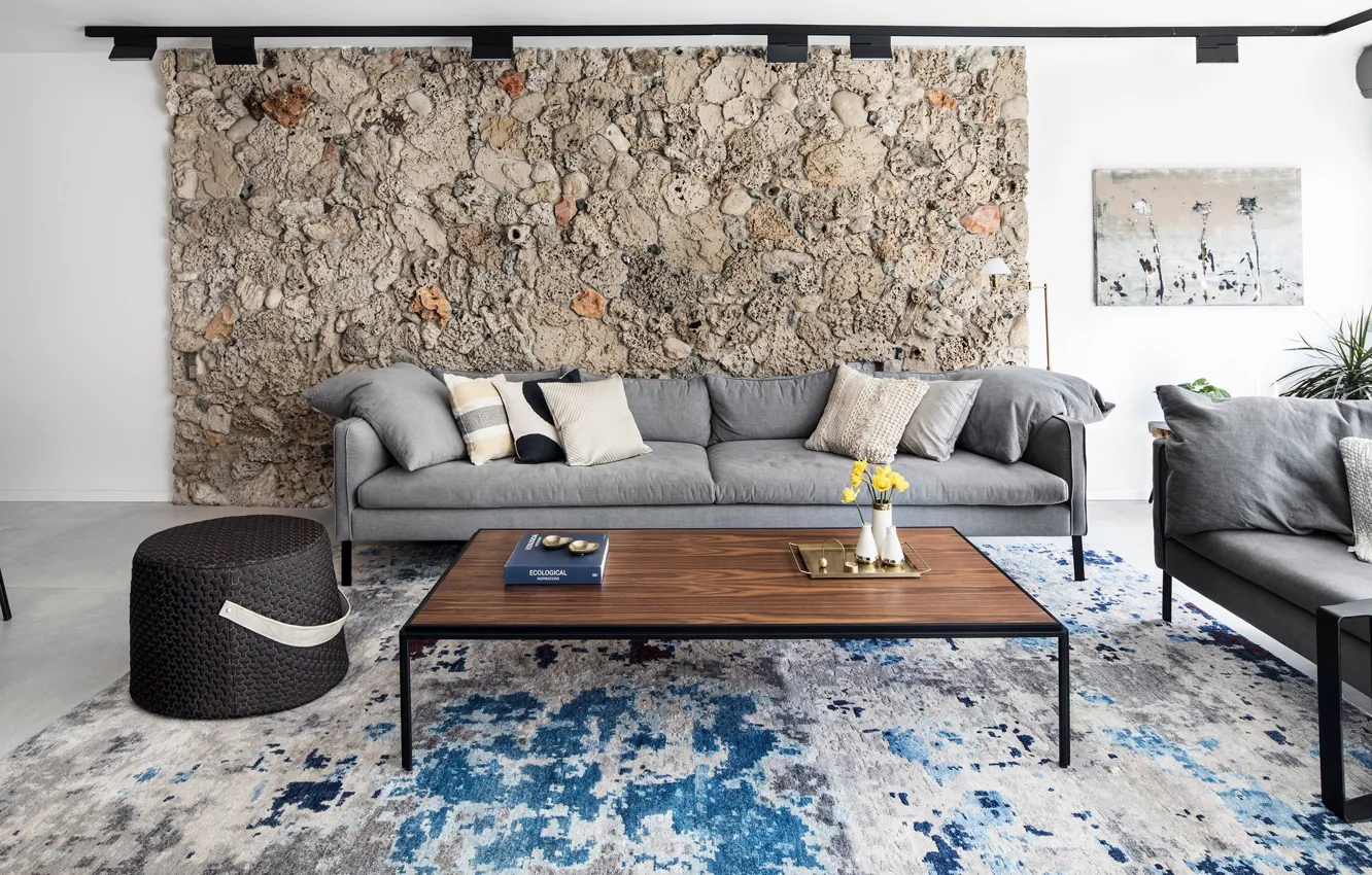 Wallpaper design, style, interior, living room, Israel, Israel, Ramat ...