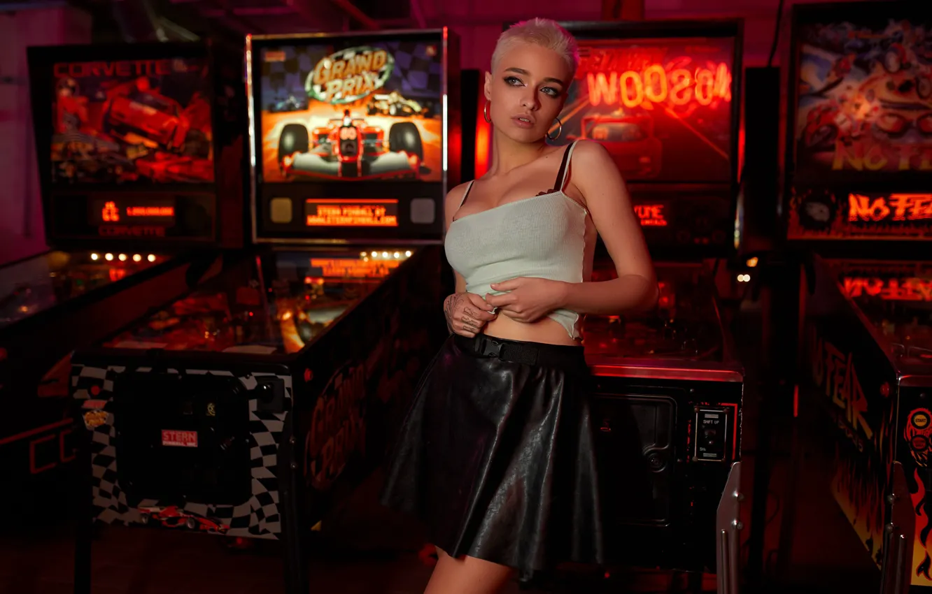 Wallpaper girl, pose, haircut, skirt, topic, Slot machines, Alexander ...