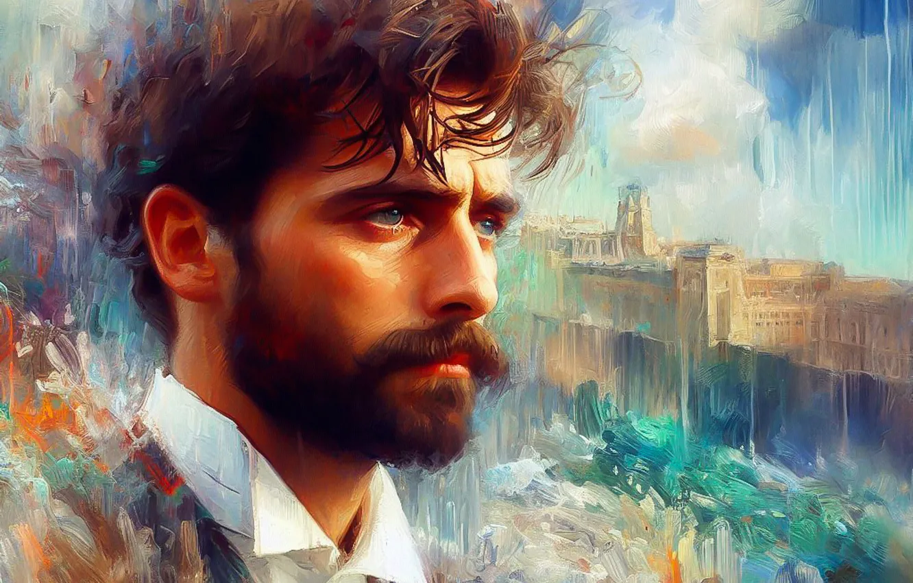 Wallpaper wave, the sky, mustache, look, water, the city, retro, rain ...