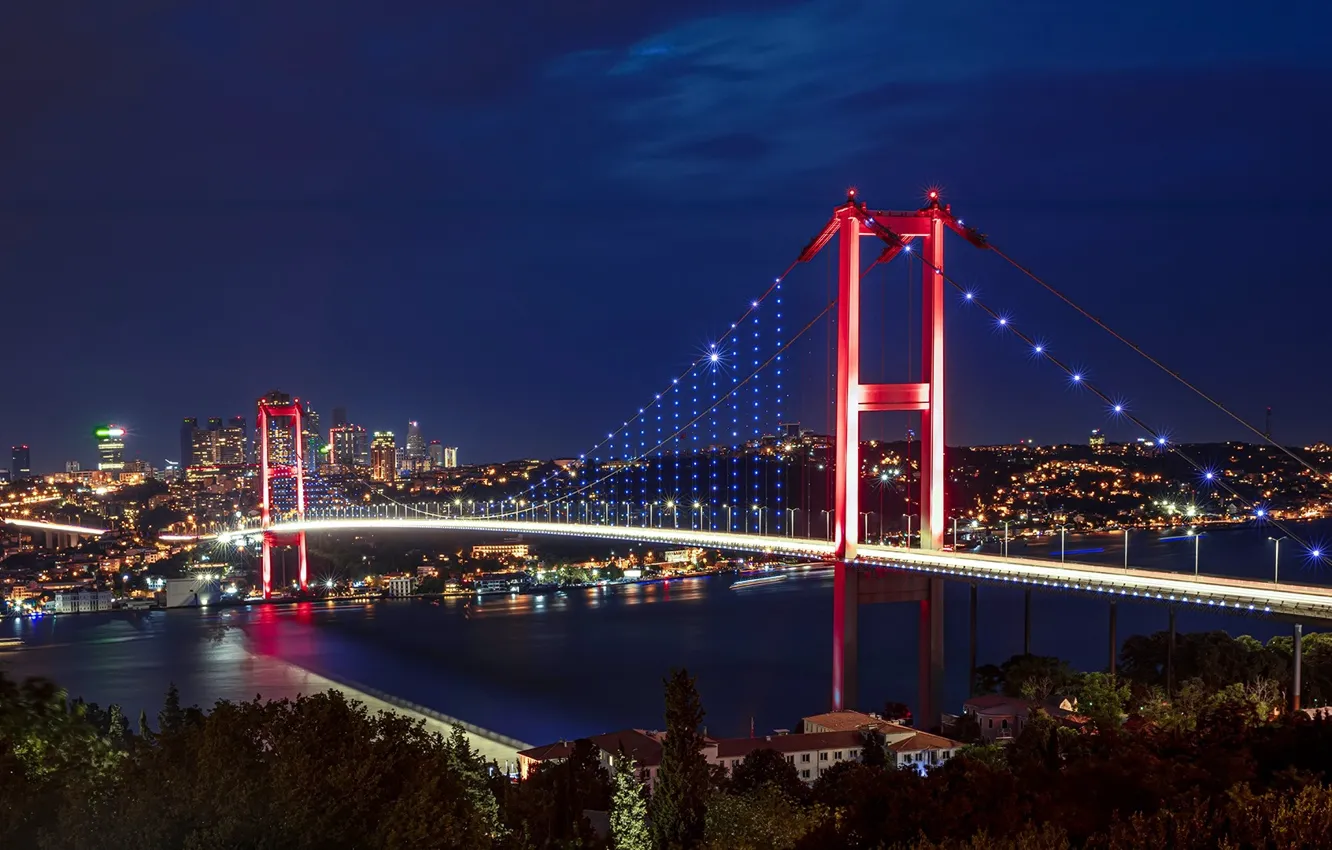 Wallpaper night, istanbul, bosphorus, bosphorus bridge, July 15 Martyrs ...