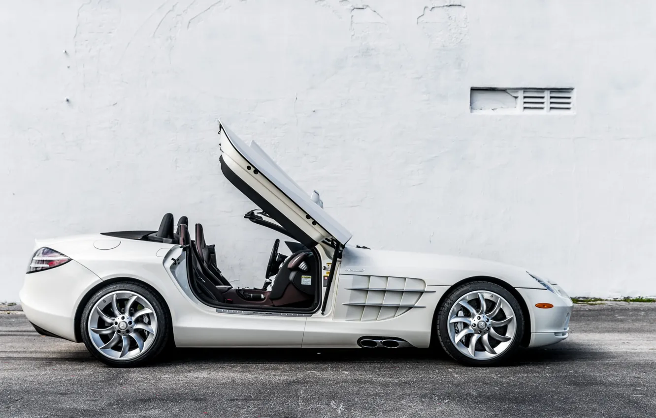 Wallpaper Roadster, White, Door, 2009, Side View, Mercedes-Benz SLR ...