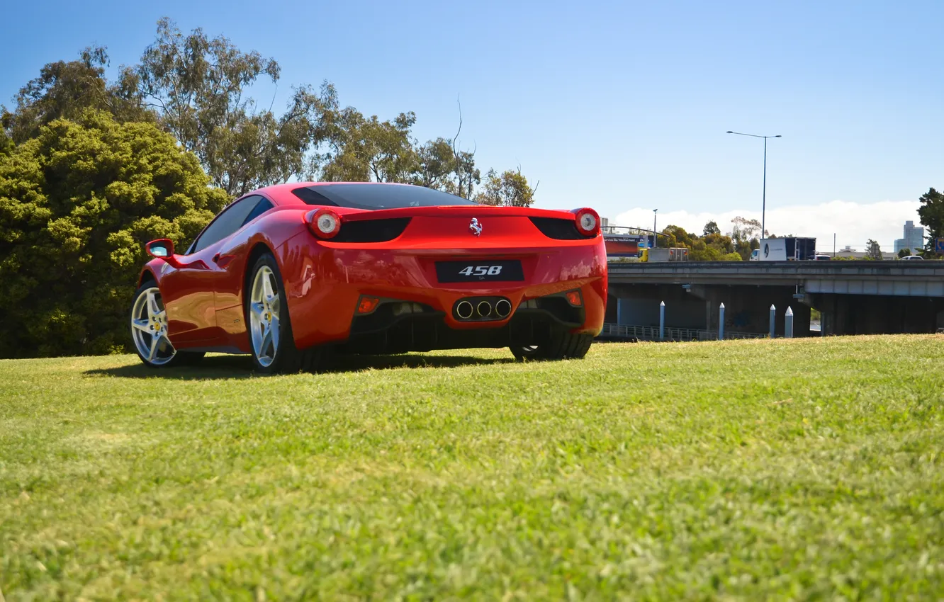 Wallpaper trees, red, lawn, Italy, Ferrari, red, Ferrari, rear view for ...