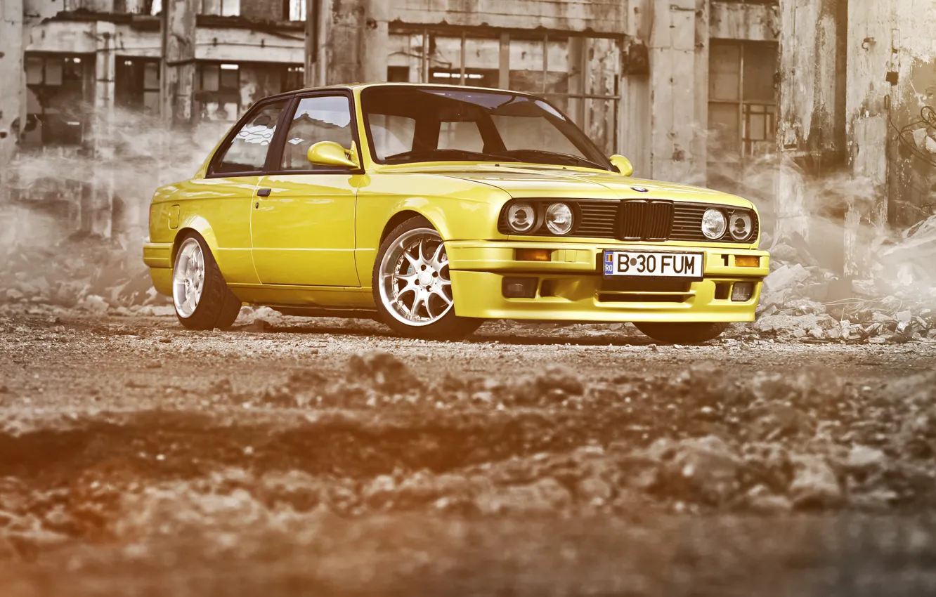 Wallpaper yellow, BMW, BMW, ruins, yellow, Coupe, E30, 3 Series for ...