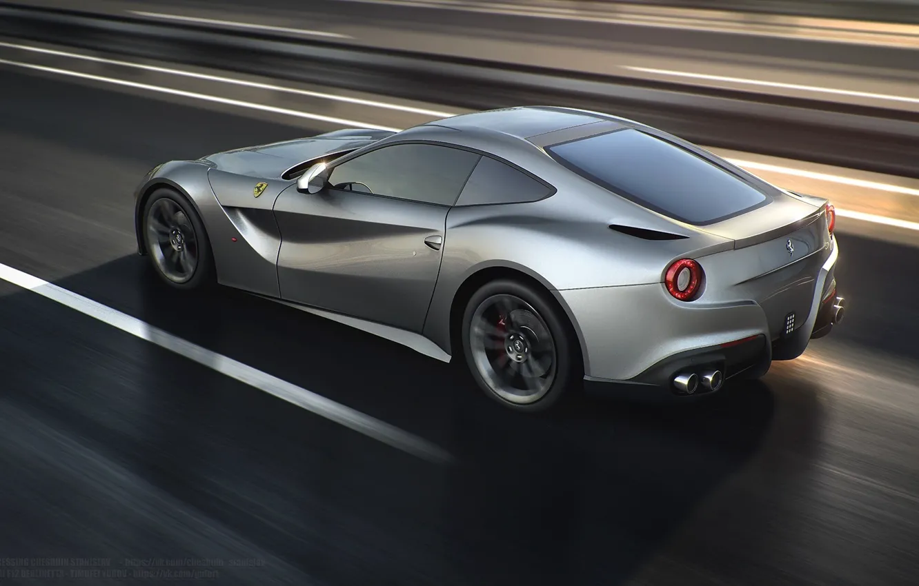 Wallpaper Ferrari, Speed, Road, Berlinetta, F12, Silver, Rear images ...