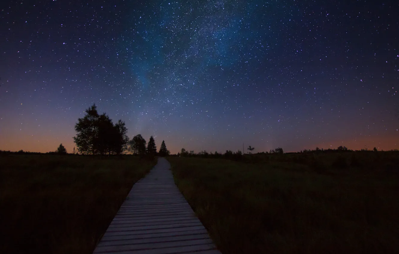 Wallpaper countryside, marsh, Boardwalk, milk way for mobile and ...