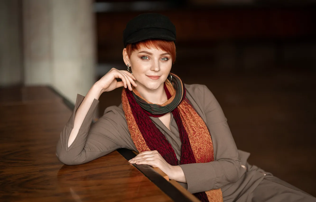 Wallpaper look, smile, sitting, Anna, redhead, Alexander Plonsky for ...