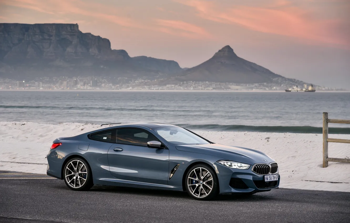 Wallpaper wave, rocks, coupe, BMW, 2018, 8-Series, 2019, pale blue ...