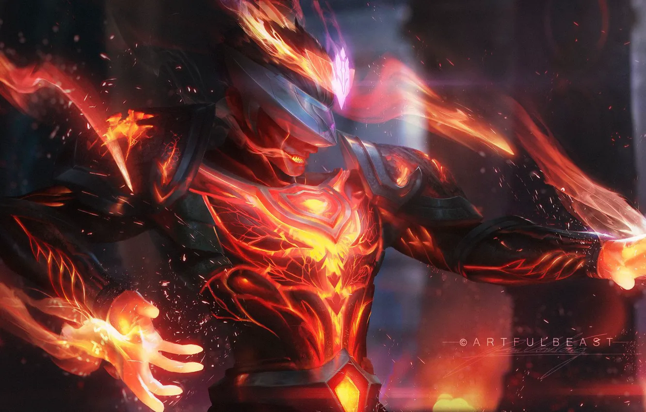 Wallpaper smile, fire, guy, League Of Legends images for desktop ...