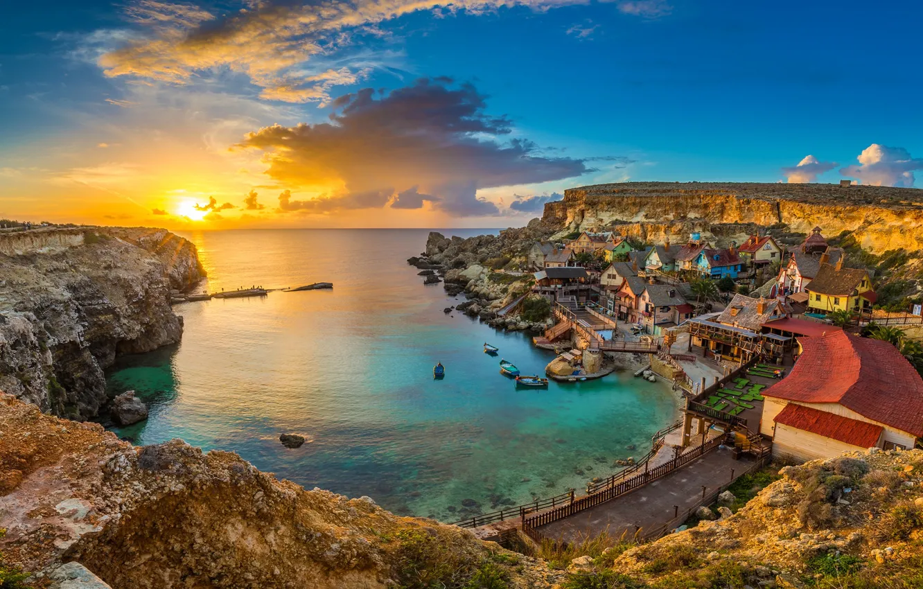 Wallpaper sea, beach, landscape, sunset, rocks, Malta for mobile and ...