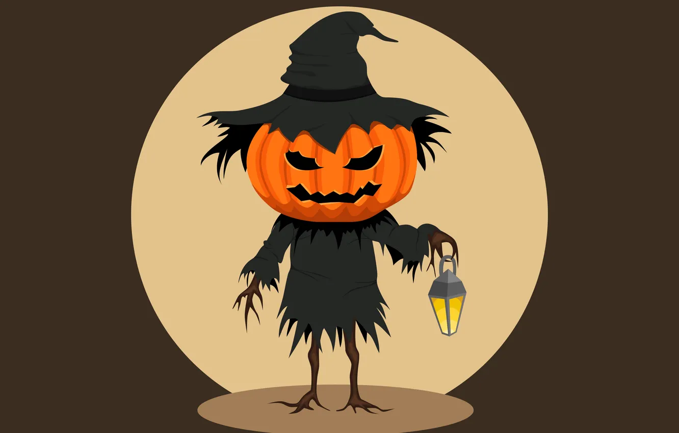 Wallpaper autumn, circles, branches, holiday, hat, lights, pumpkin, Halloween for mobile and ...