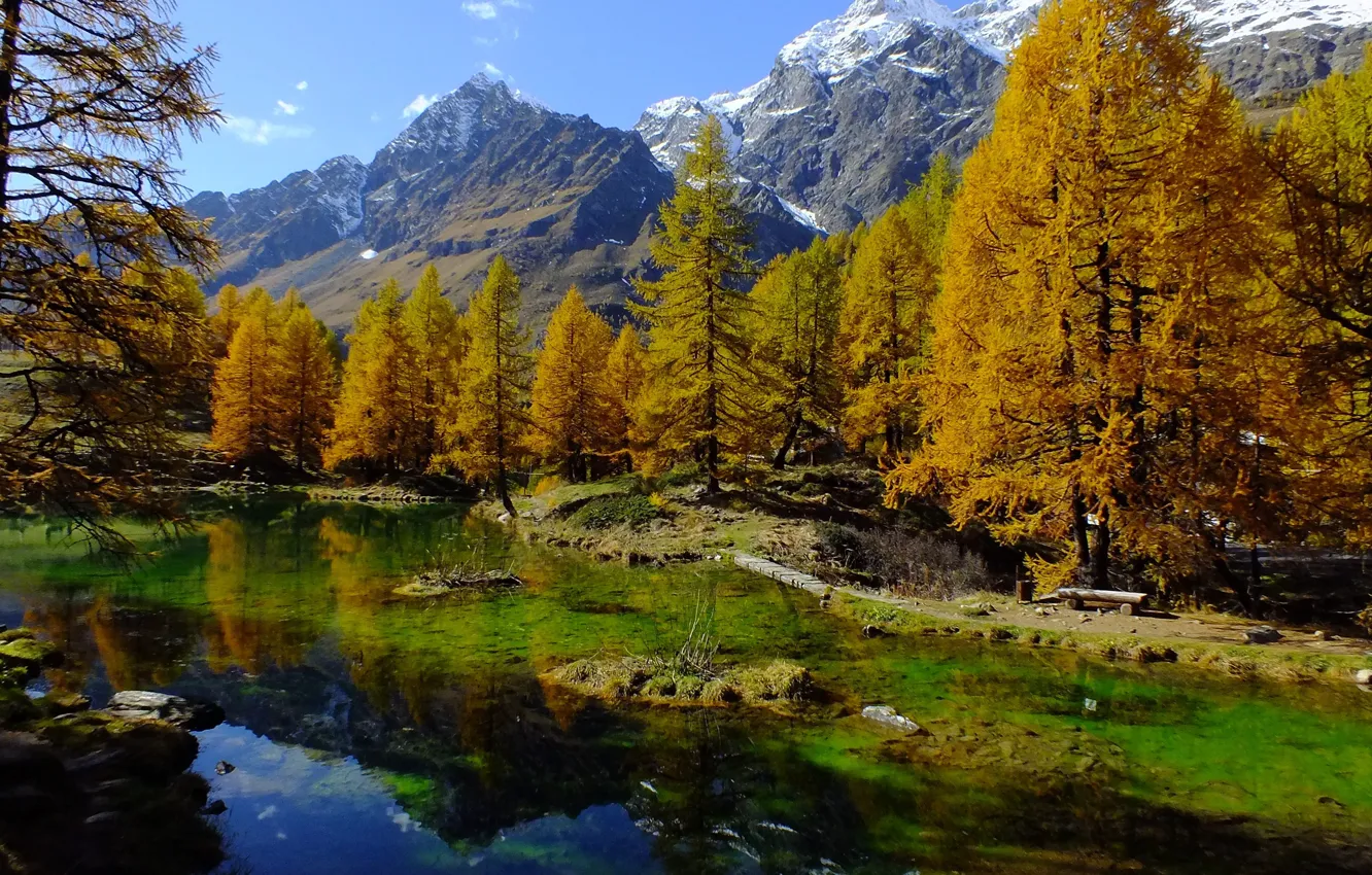 Wallpaper the sky, clouds, trees, mountains, nature, river, rocks, Alps ...