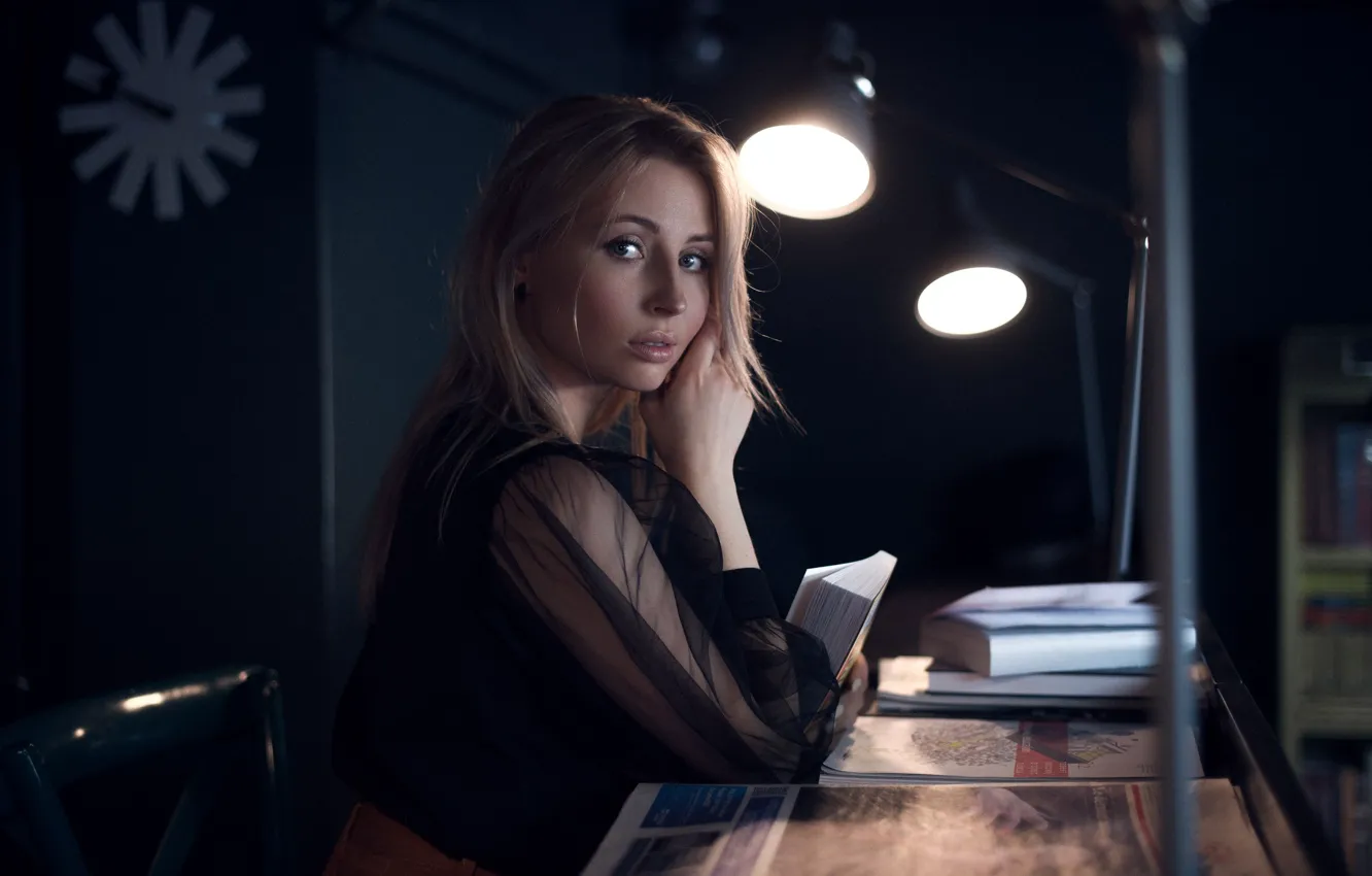 Wallpaper look, light, pose, hair, Girl, blonde, shoulders, Andrey Firsov for mobile and desktop ...