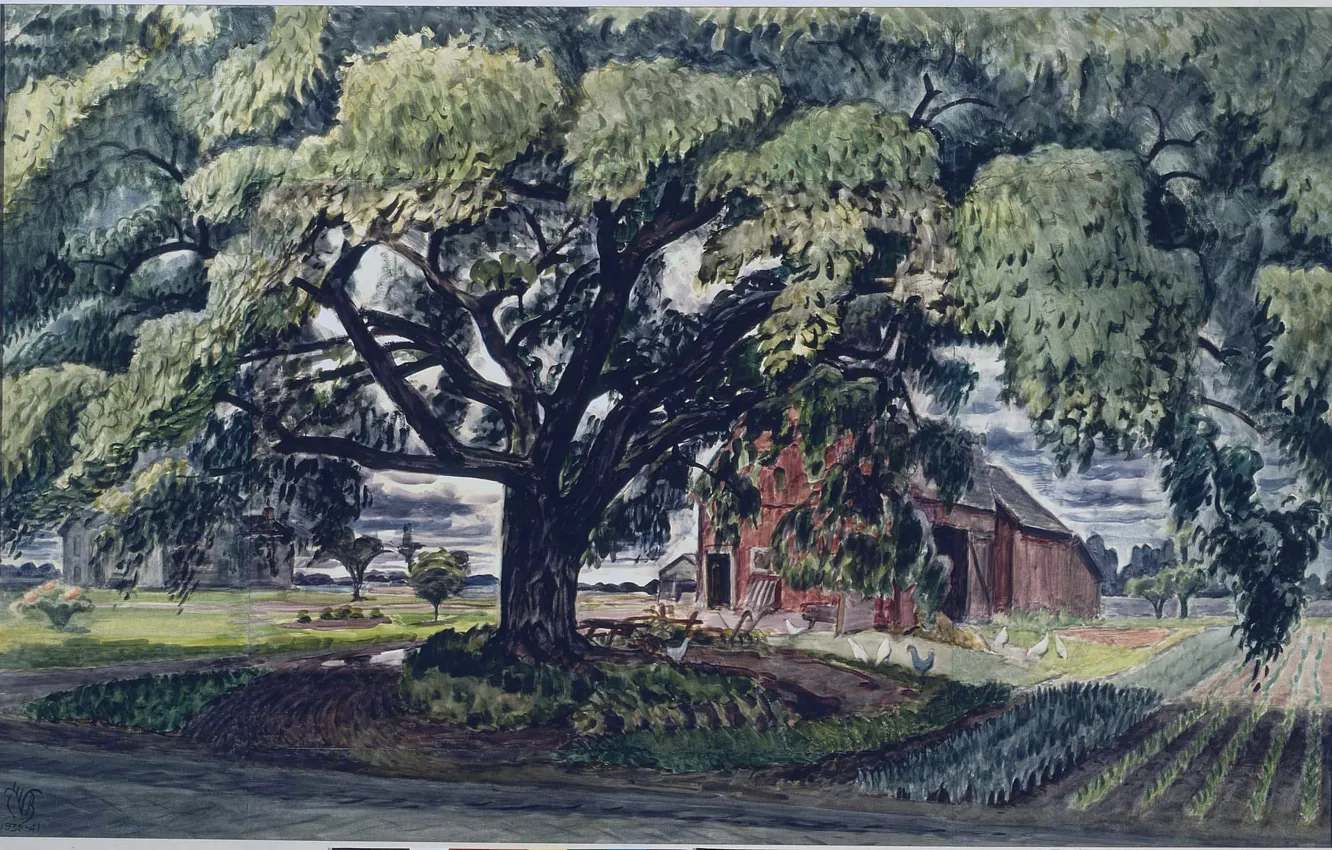 Wallpaper 1939-41, Charles Ephraim Burchfield, The Great Elm for mobile ...
