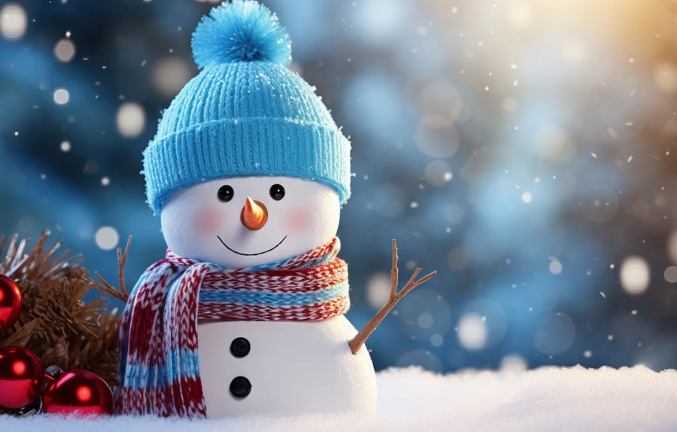 Wallpaper winter, snow, decoration, Christmas, New year, snowman, happy ...