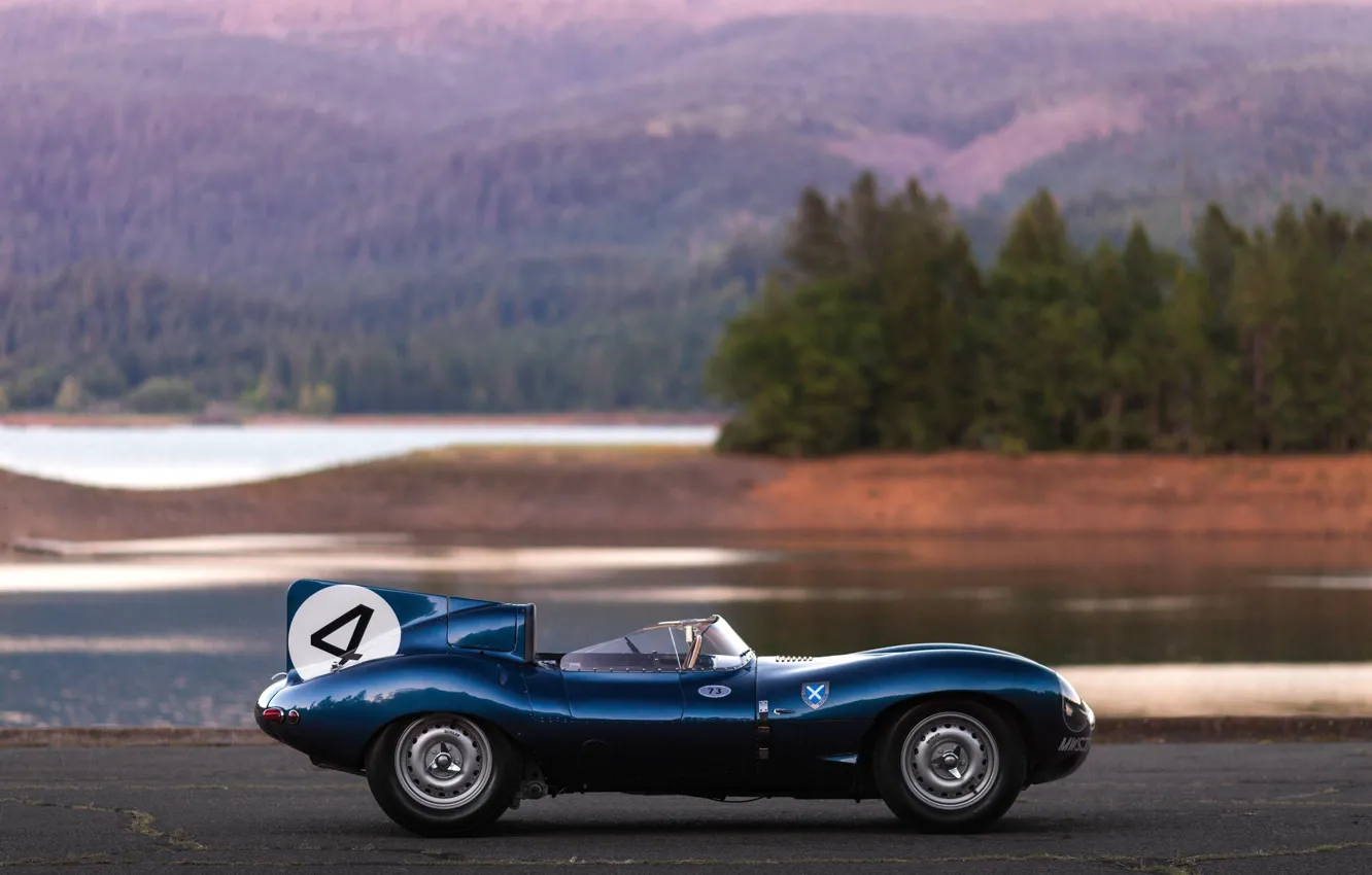 Wallpaper side view, Race car, Retro, Jaguar D-Type for mobile and ...