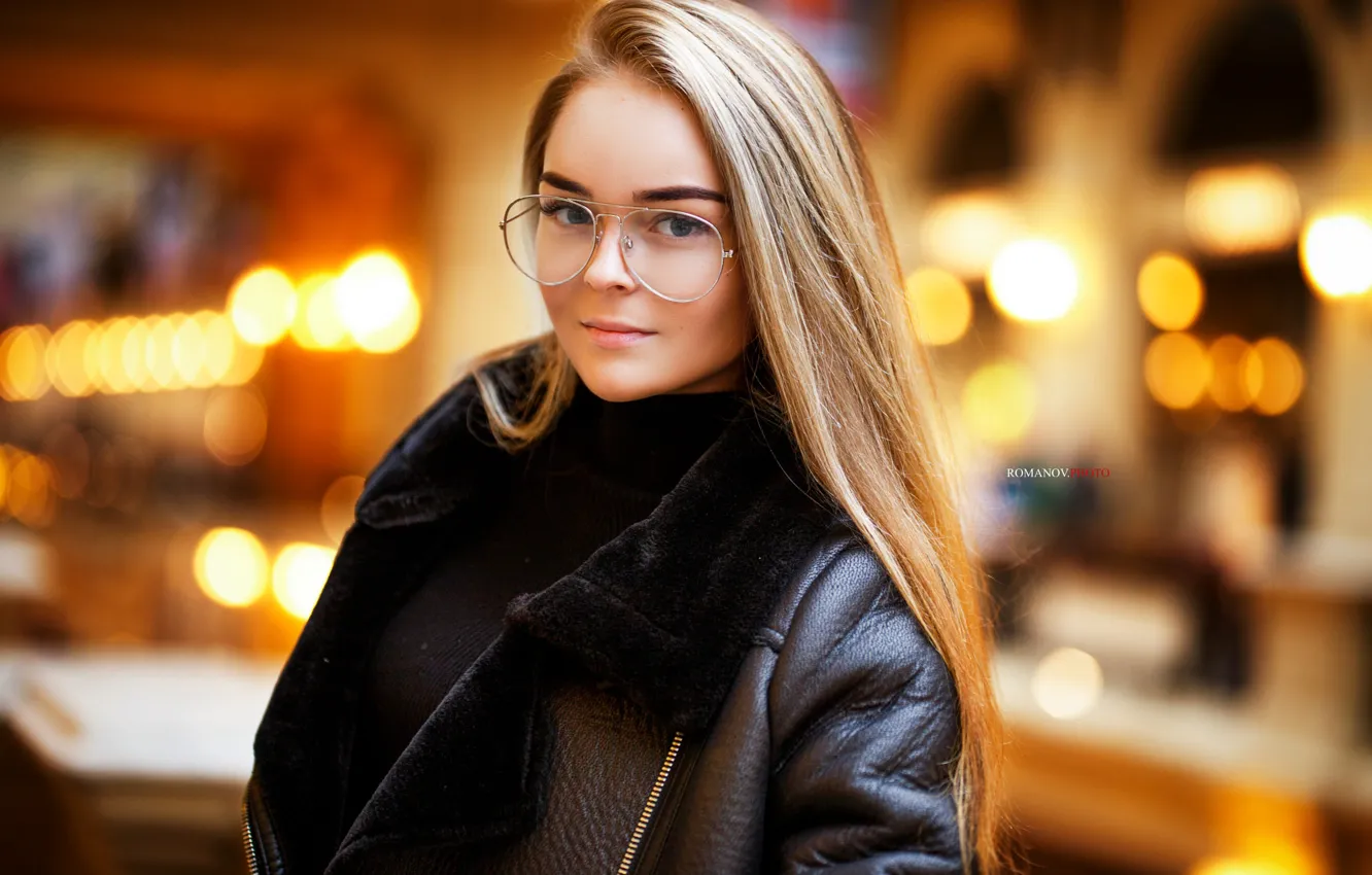 Wallpaper smile, hair, Girl, glasses, blonde, Maxim Romanov for mobile ...