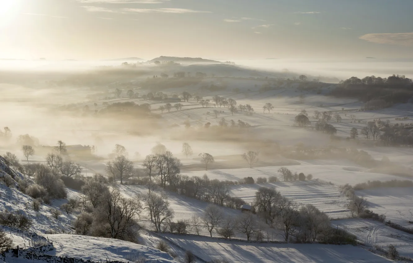 Wallpaper winter, fog, valley for mobile and desktop, section пейзажи, resolution 5731x3803 ...