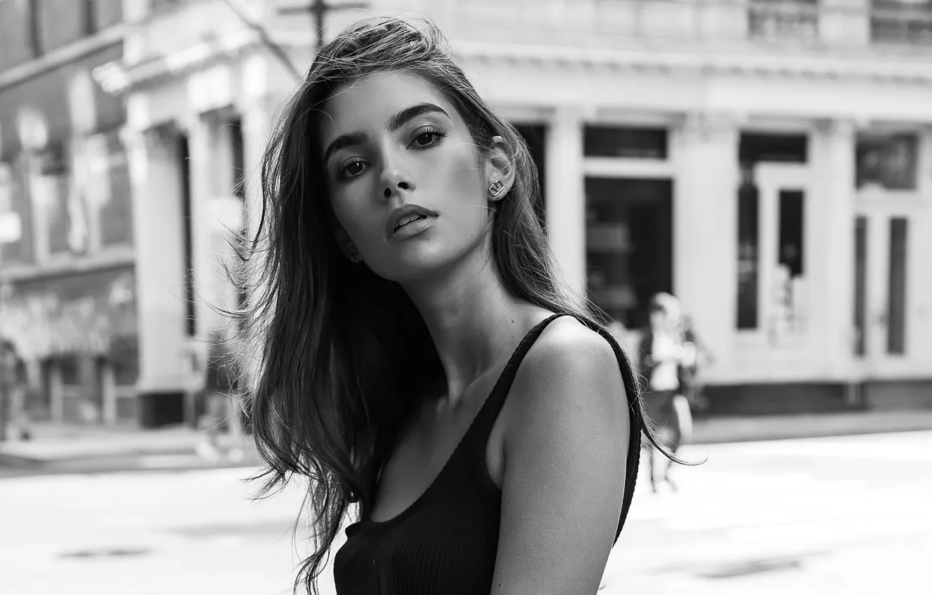 Wallpaper look, girl, photo, model, hair, lips, black and white ...