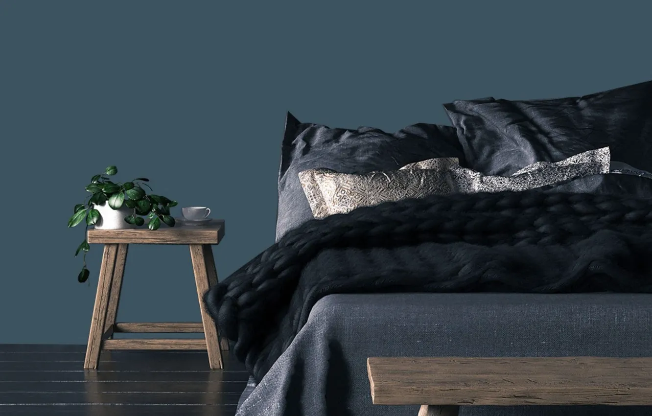 Wallpaper room, bed, interior, bed, bedroom, The combination of colors ...