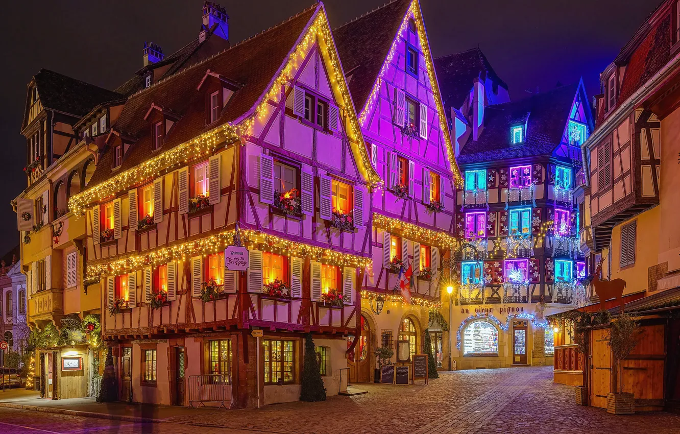 Wallpaper lights, France, home, Christmas, Colmar for mobile and ...