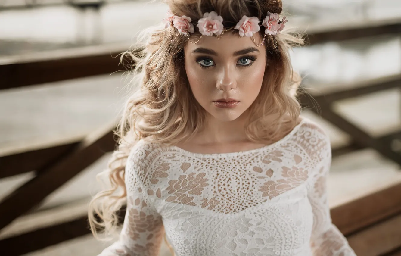 Wallpaper Look Girl Light Flowers Face Pose Portrait Makeup For
