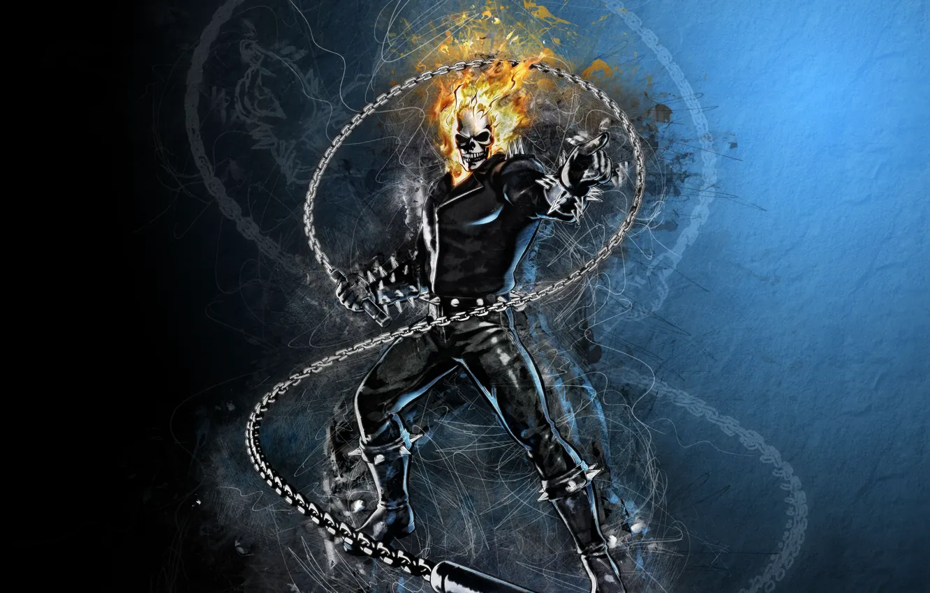 Wallpaper fire, sake, Ghost Rider, fantasy, Marvel, comics, digital art ...