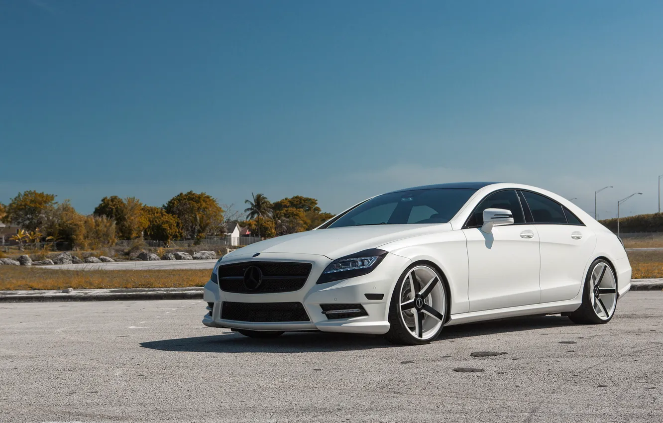 Wallpaper white, tuning, Mercedes, Mat, CLS 550 images for desktop ...