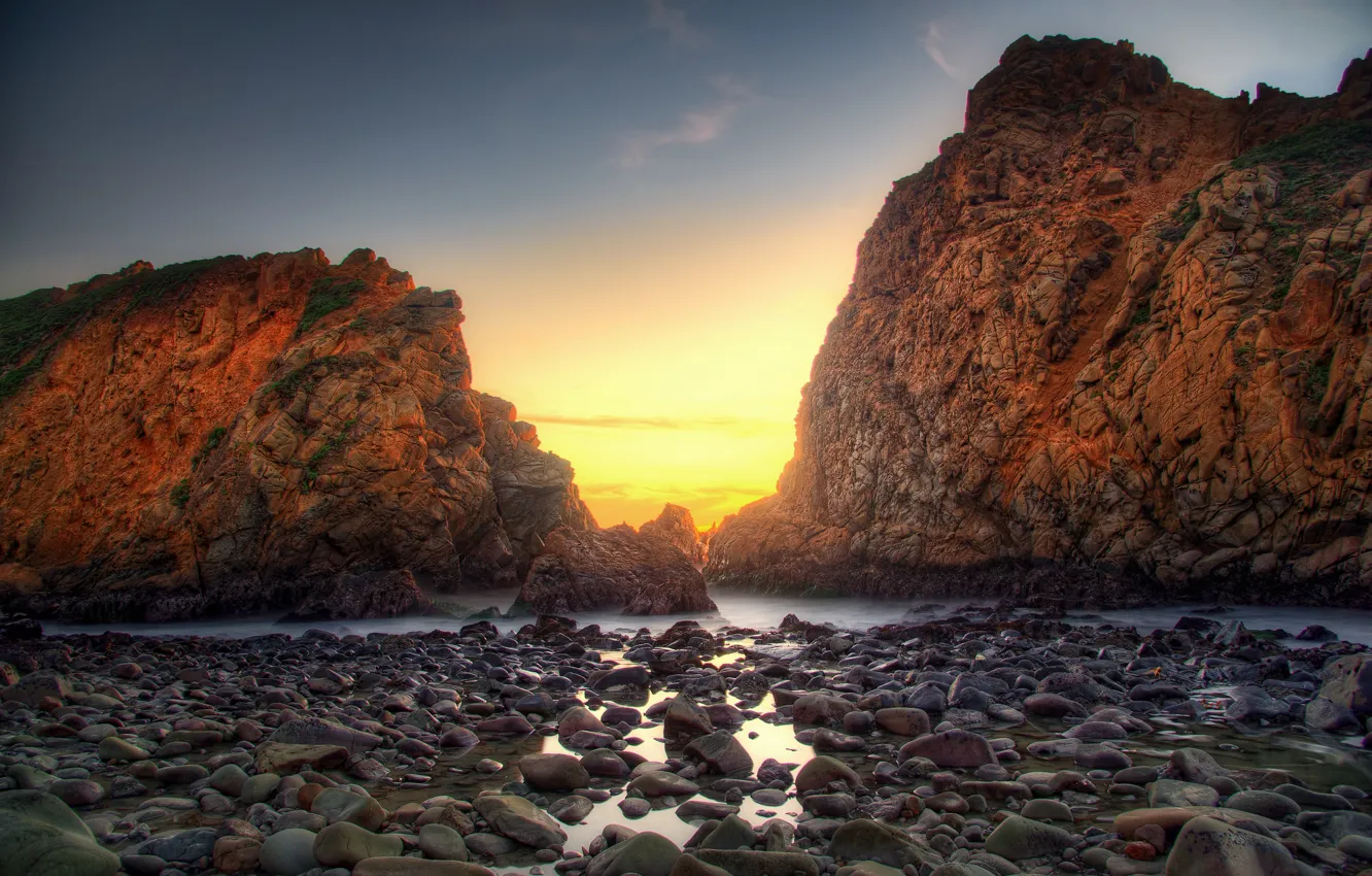 Wallpaper sand, beach, nature, stones, the ocean, rocks, dawn for ...