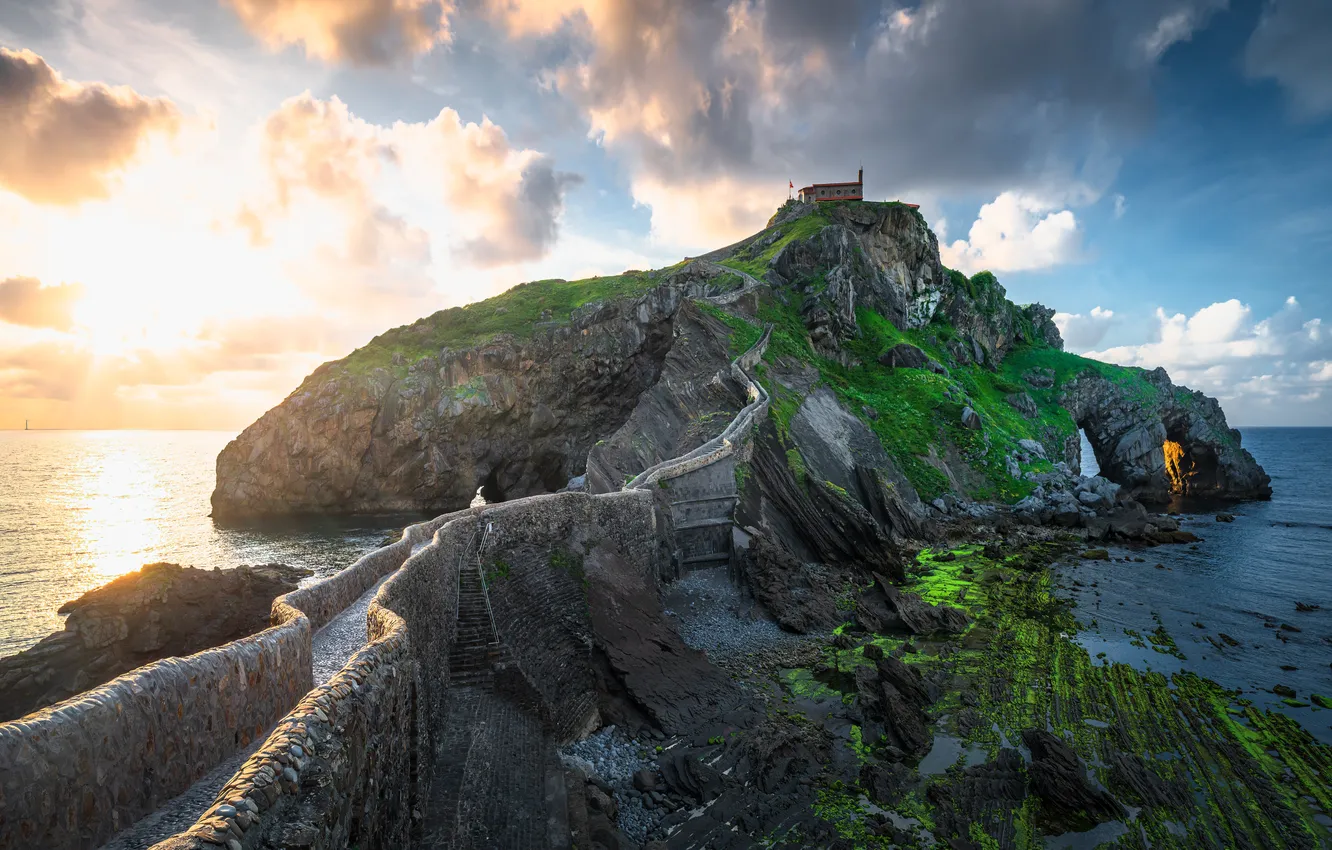 Wallpaper Spain, Basque Country, San Juan de Gaztelugatxe for mobile ...