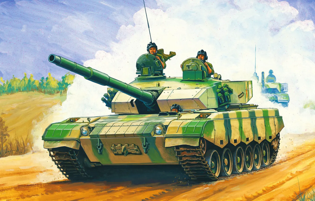Wallpaper war, art, painting, tank, Chinese Main Battle Tank (MBT) ZTZ ...