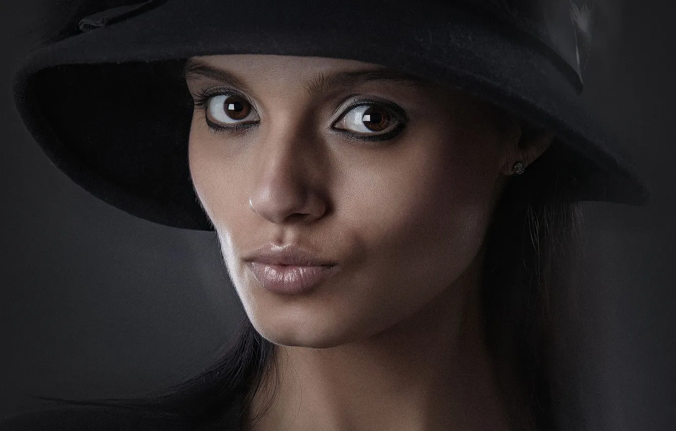 Wallpaper hat, brunette, black eyes, Sergey Borisov for mobile and ...