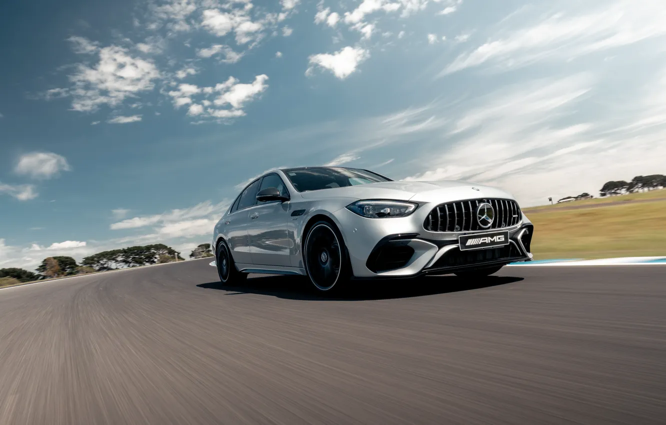 Wallpaper the sky, clouds, speed, track, Mercedes, horizon, Mercedes ...