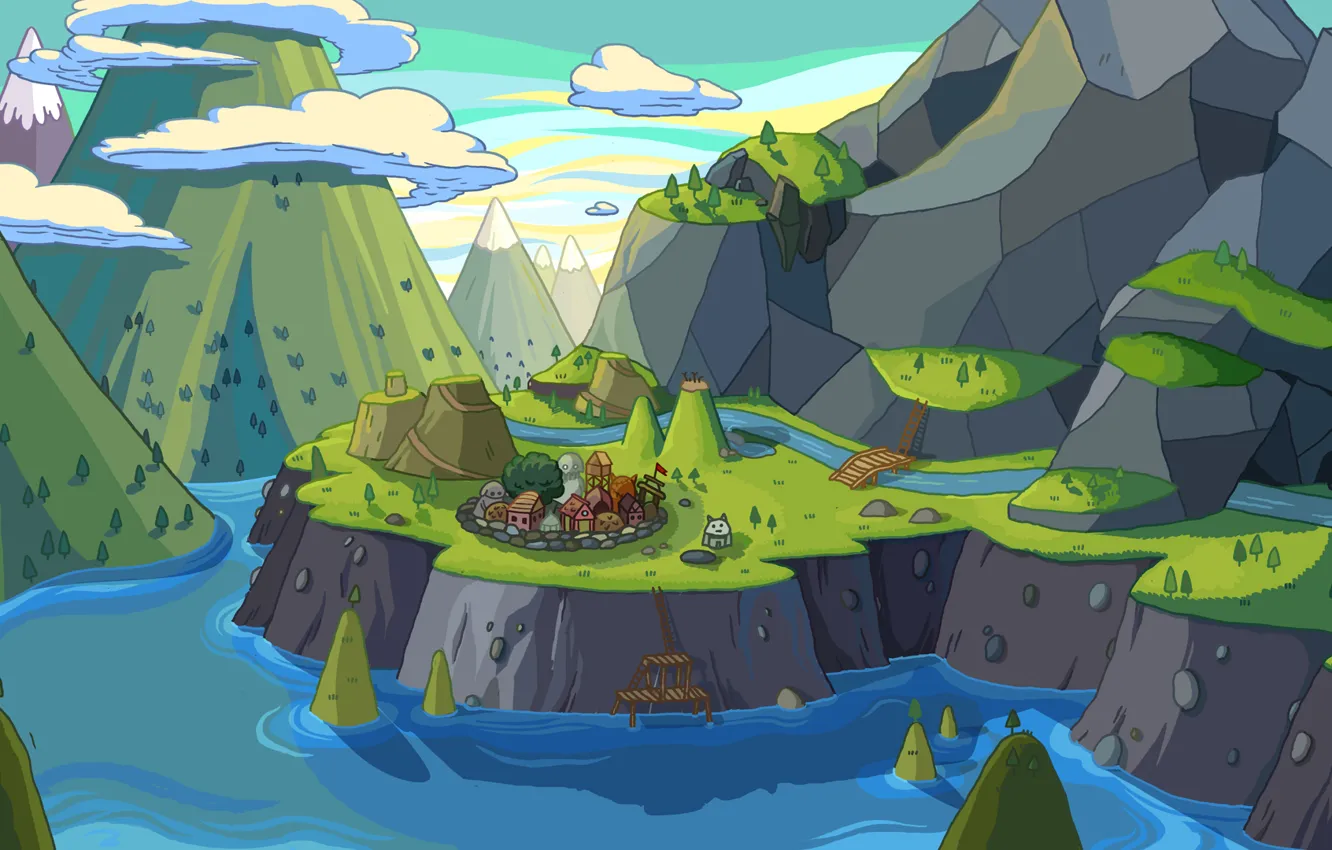 Wallpaper water, mountains, Adventure Time for mobile and desktop ...