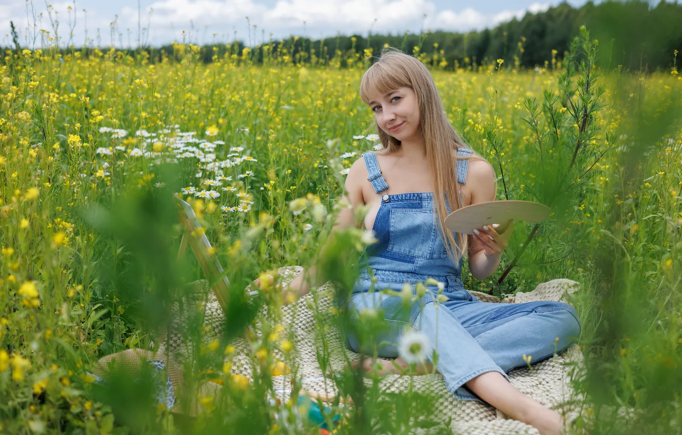 Wallpaper long hair, nature, model, countryside, gorgeous, meadow ...