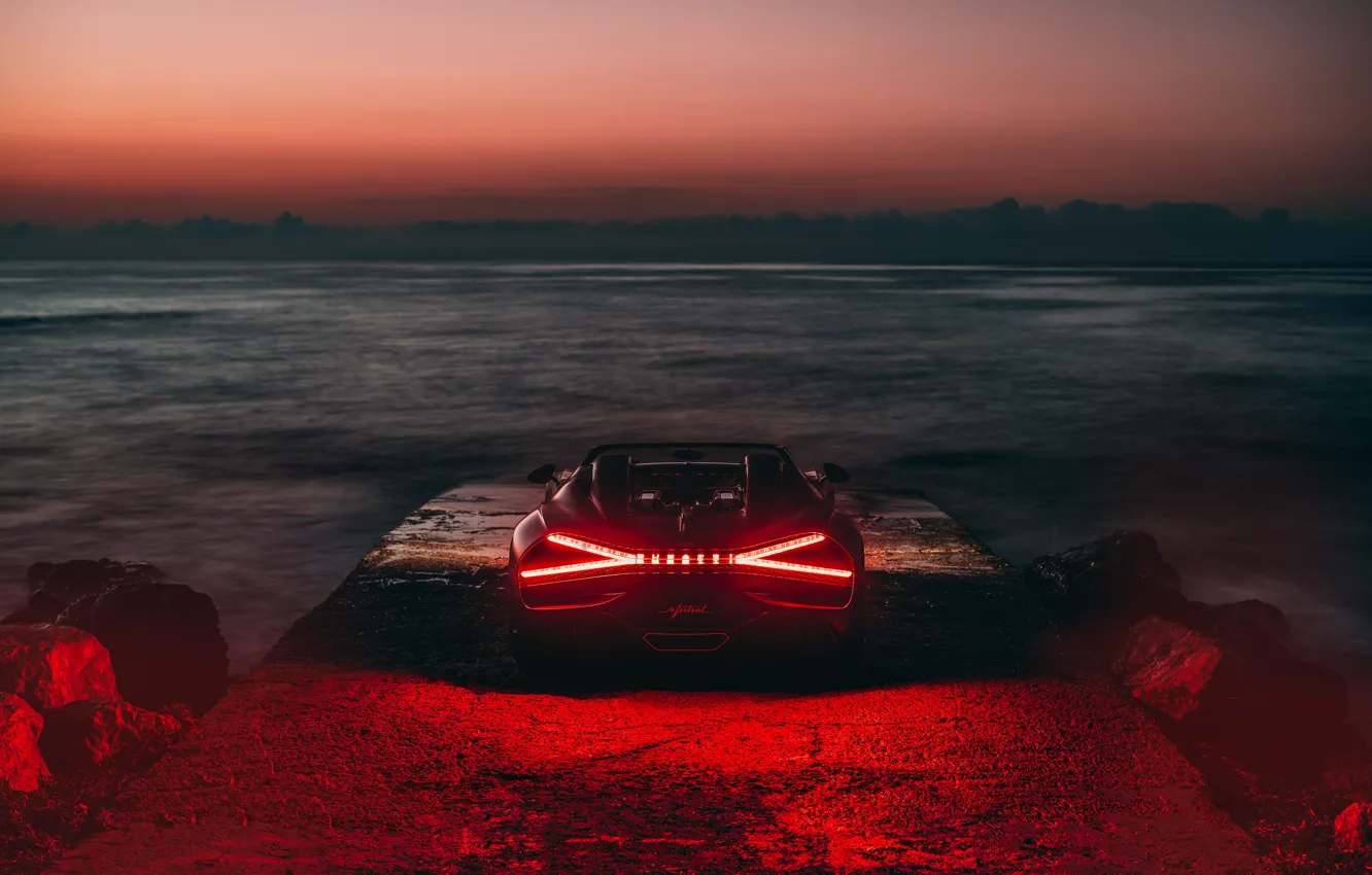 Wallpaper Bugatti, water, taillights, W16 Mistral, Bugatti W16 Mistral ...