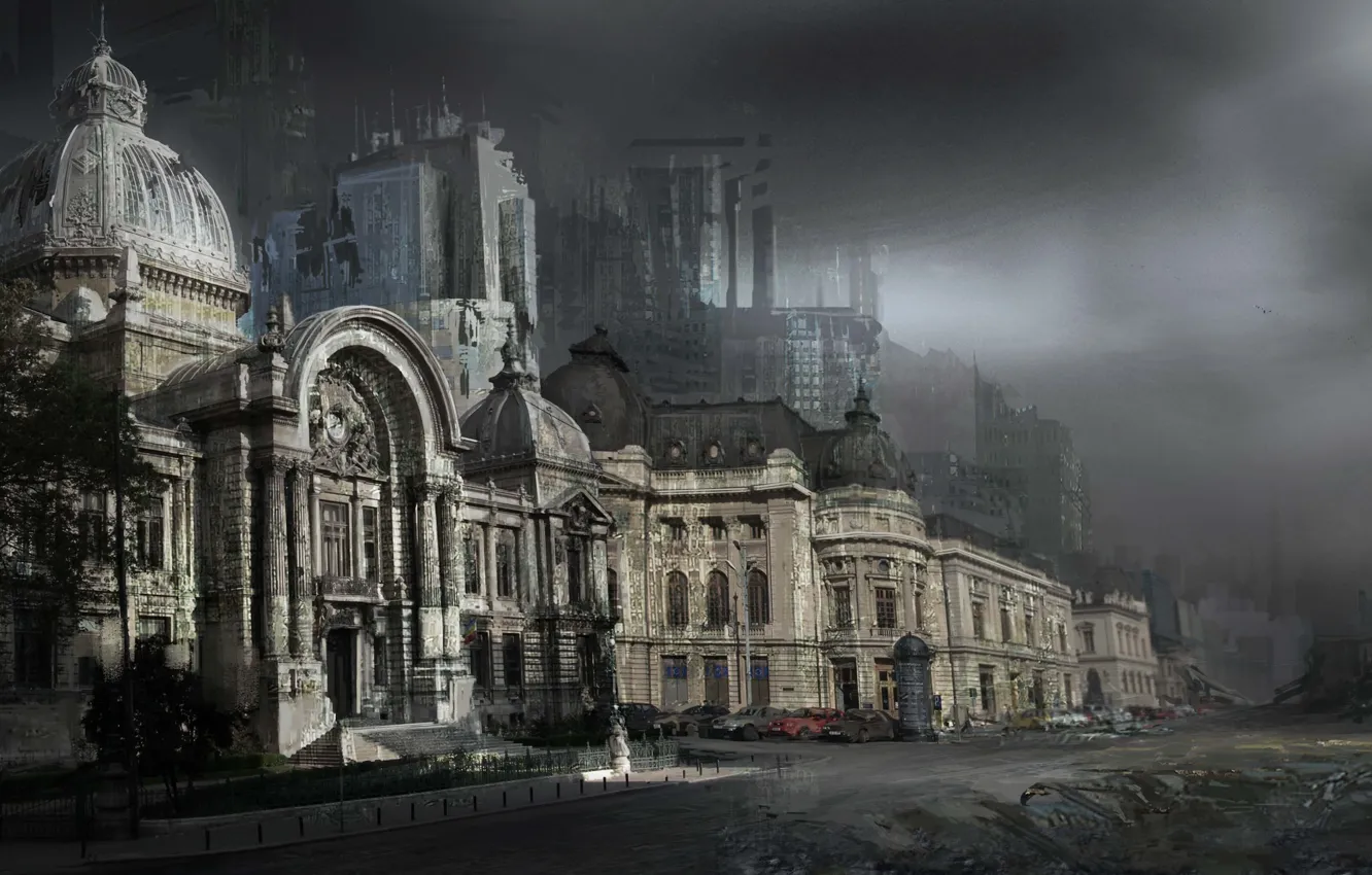 Wallpaper the city, building, art, the dome, Bucharest for mobile and desktop, section живопись ...