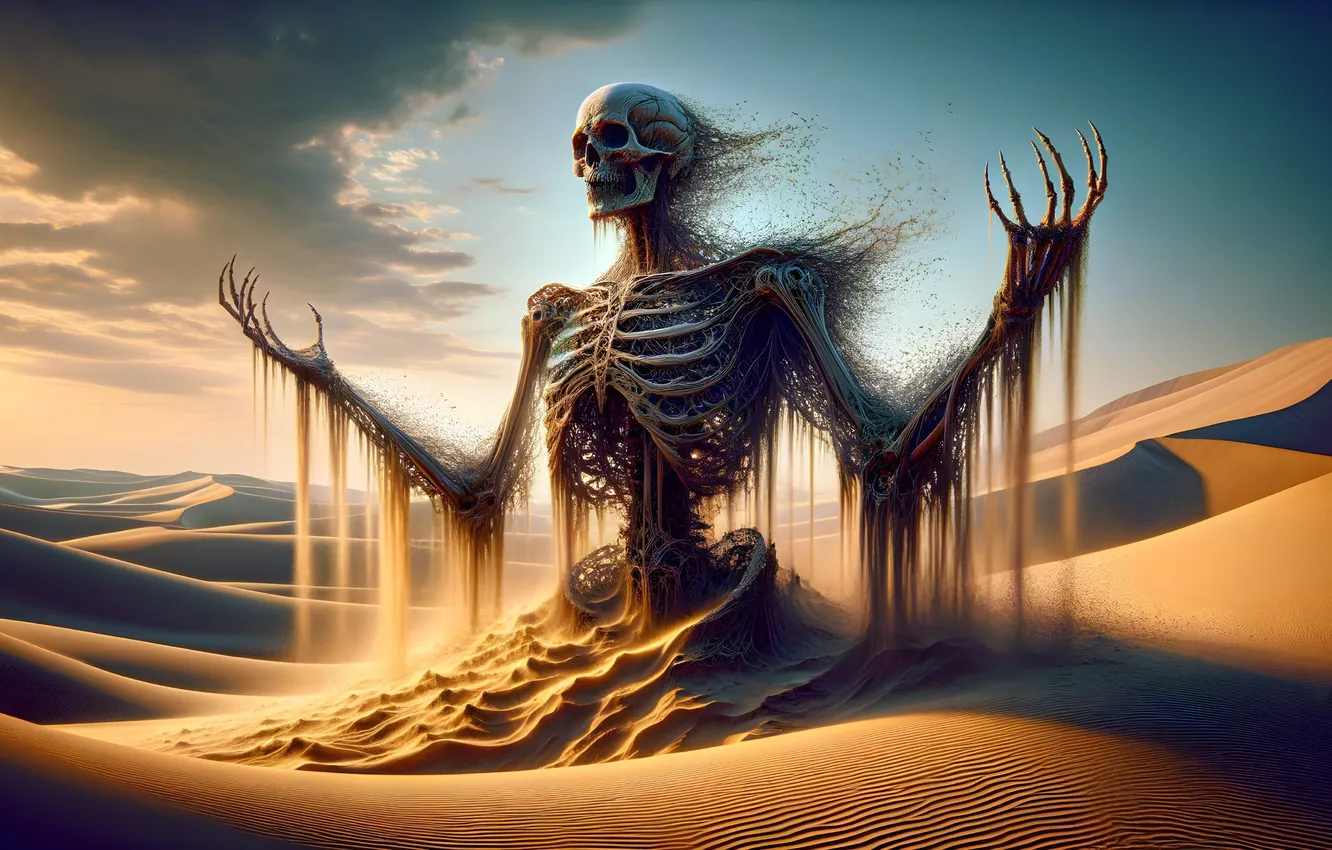 Wallpaper sand, desert, skeleton, undead, horror for mobile and desktop ...