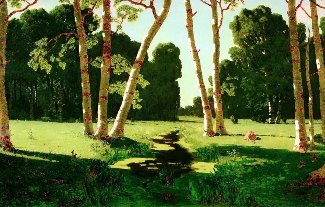 Wallpaper trees, picture, birch, birch grove, Arkhip KUINDZHI, Russian ...