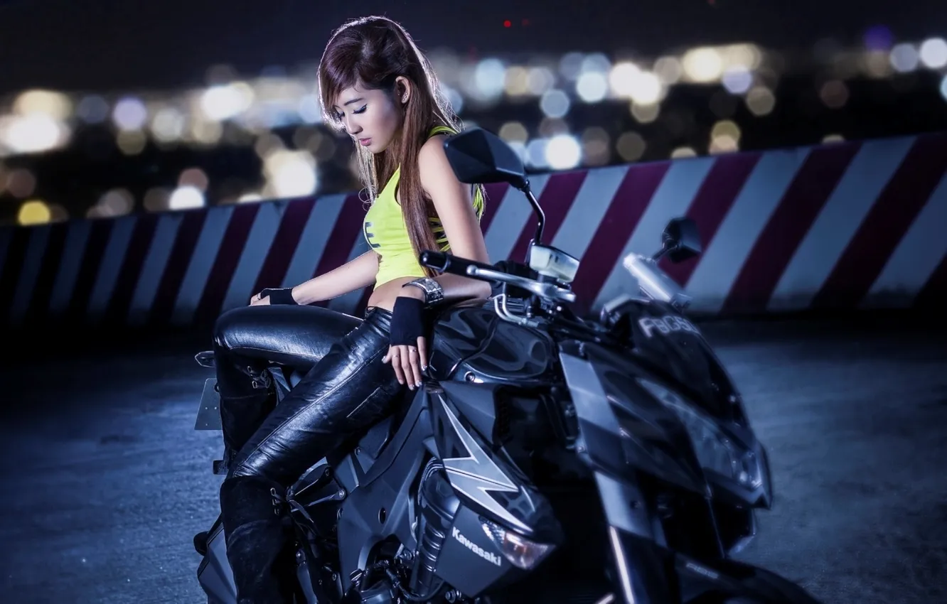 Wallpaper girl, motorcycle, Rina Yuki Chen for mobile and desktop, section девушки, resolution ...