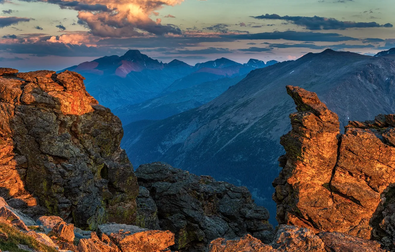 Wallpaper light, mountains, stones, rocks, height, lighting for mobile ...