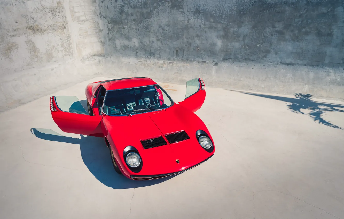 Wallpaper red, supercar, classic, legend, LAMBORGHINI, 1972, MIURA for ...